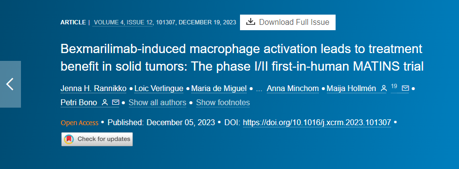 Bexmarilimab 单药即可有效控制多种癌症疾病 — TargetMol